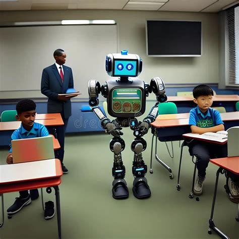 Robots In The Classroom Learning Concept Generated By Ai Stock