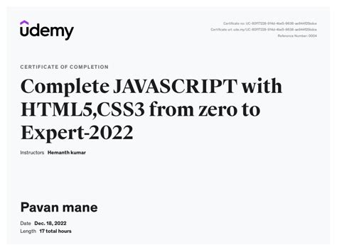 Pavan Mane On Linkedin Udemy Course Completion Certificate