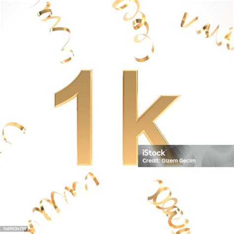 축하 3d 렌더링을 위한 색종이 조각이 있는 황금 1k 추종자 기호 10에 대한 스톡 사진 및 기타 이미지 10 100세 이상 3차원 형태 Istock