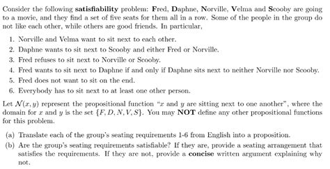 solved consider the following satisfiability problem fred