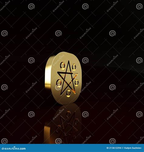 Gold Pentagram Icon With Five Elements Spirit Air Earth Fire