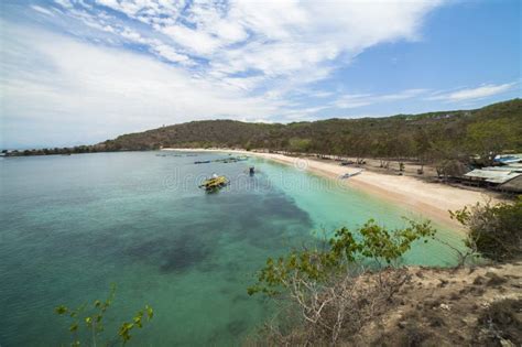 High Angle View Sunny Day Pink Beach Lombok Island West Nusa Tenggara