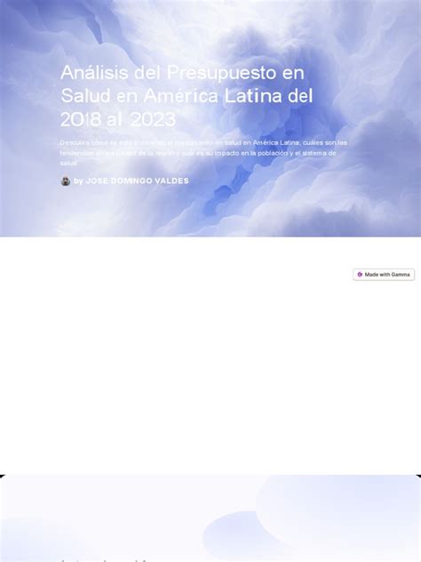 Analisis Del Presupuesto En Salud En America Latina Del 2018 Al 2023