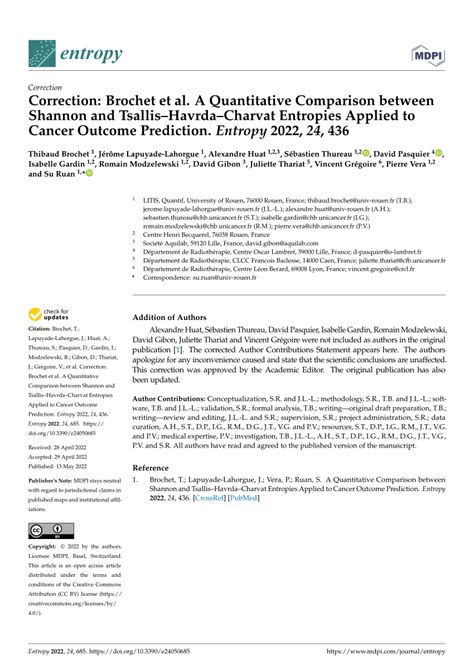 Pdf Correction Brochet Et Al A Quantitative Comparison Between