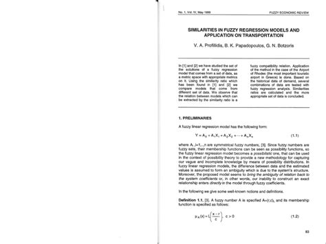 Pdf Similarities In Fuzzy Regression Models And Application On