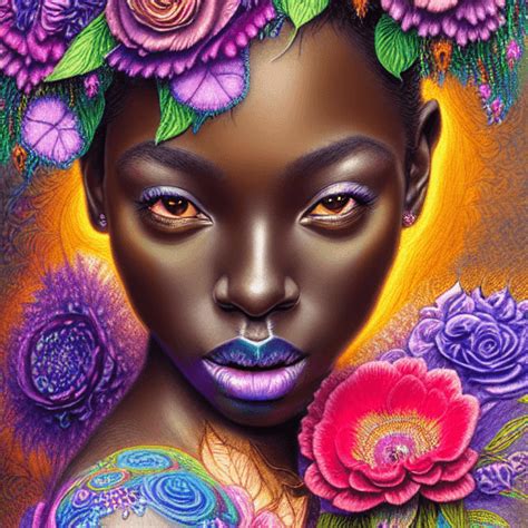 Dark Skinned Woman Made Of Flowers Digital Graphic · Creative Fabrica