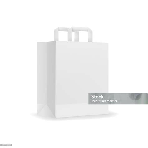 ハンドル付き紙製ショッピングバッグベクター画像モックアップ バッグのベクターアート素材や画像を多数ご用意 バッグ モックアップ