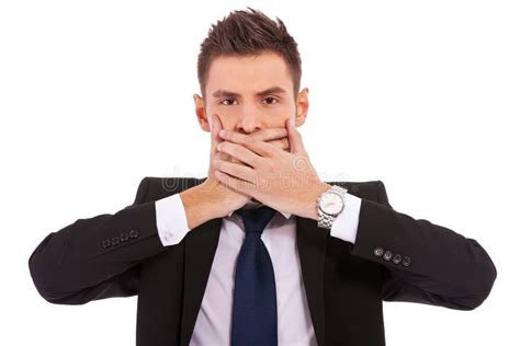 Business Man Making The Speak No Evil Gesture Stock Image Image Of