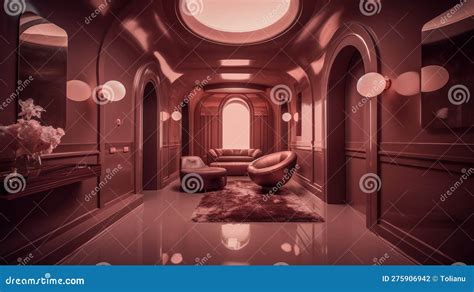 Taupe And Rose Award Winning Futuristic Luxury Interior Stock