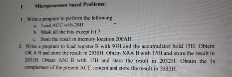 Solved I Microprocessor Based Problems 1 Write A Program