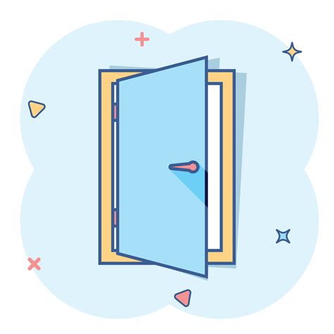 Vector Cartoon Door Icon In Comic Style Exit Sign Illustration Pictogram Open Door Business