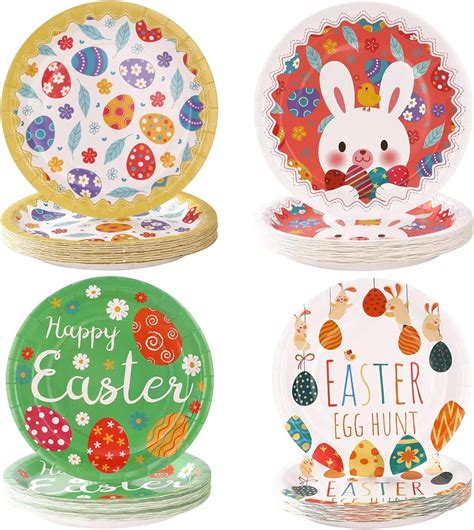 Boocikey Spring Floral Paper Plates Bulk 60 Pcs 9 In Bunny
