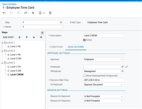 approval map with 3 level employee time card community