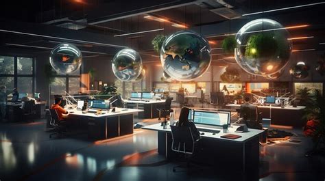 Premium Ai Image Futuristic Cybersecurity Workspace Featuring Advanced Encryption Technologies