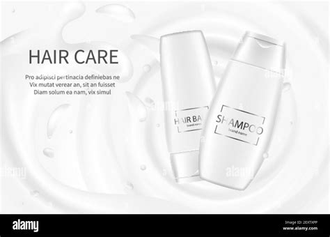 Hair Cosmetics Banner Shampoo Advertising Poster Vector Cream Balm