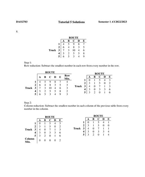 Tutorial Solutions Dao Tutorial Solutions Semester Ay Route A B C D E