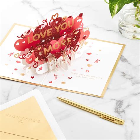 Love You More Heart Pattern 3d Pop Up Love Card Greeting Cards Hallmark