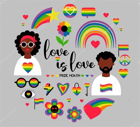 Conjunto Vectorial De Símbolos De La Comunidad Lgbtq Mes Del Orgullo