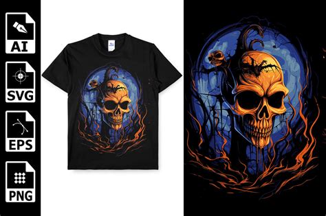 Scary Skull Halloween Art Graphic By PNKArt Creative Fabrica