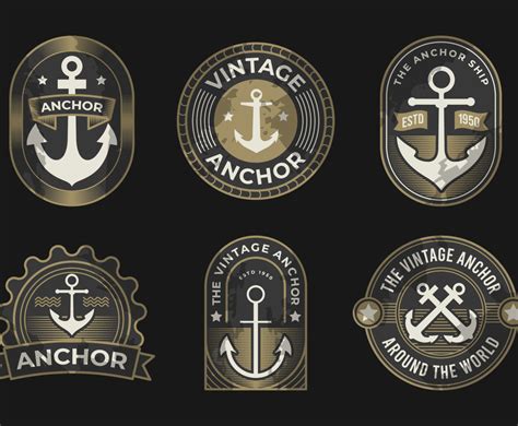 Set Of Vintage Anchor Logo Vector Art And Graphics