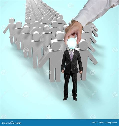 Putting Lamp Head Man In Foremost Of Arrow Stock Illustration