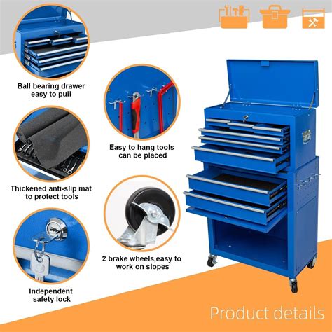 Buy High Capacity Rolling Tool Chest With Sliding Drawers Removable Tool Box With Wheels