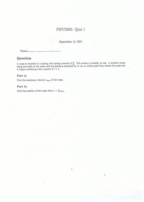 Quiz 1 General Physics Vibration Waves Heat Electricity And
