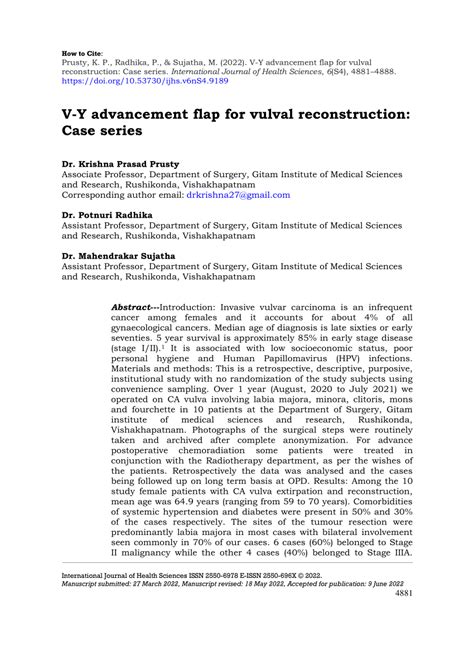 Pdf V Y Advancement Flap For Vulval Reconstruction Case Series