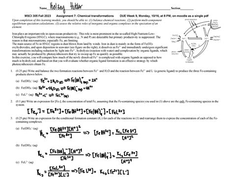 Assignment 7 Chemical Transformations Studocu