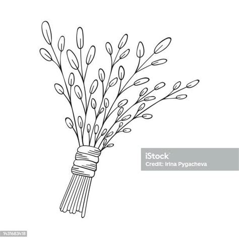 흰색 배경에 고립 된 나뭇잎이있는 낙서 사우나 빗자루 손으로 그린 간단한 윤곽선 그림 그것은 직물 종이의 장식에 사용할 수 있습니다 검은색에 대한 스톡 벡터 아트 및 기타