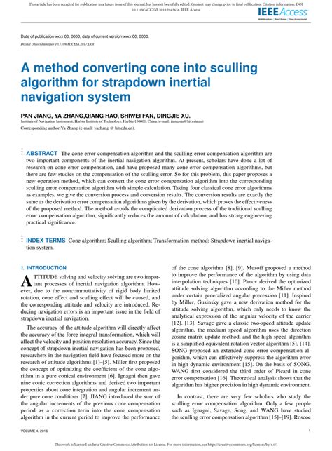 pdf a method converting cone into sculling algorithm for strapdown