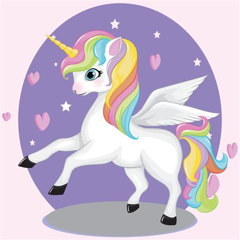 Cute Pegasus With Rainbow Hair Color 1973020 Vector Art At Vecteezy