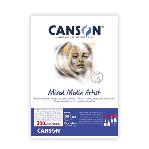 Canson Mixed Media Artist A3 300gsm With Cotton The Deckle Edge