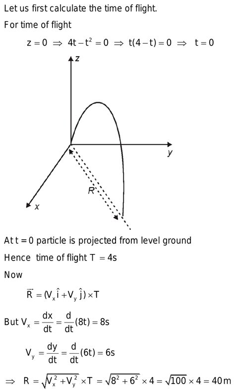 Q On A Planet A Particle Is Projected From Origin With A Velocity Such That X Y And Z