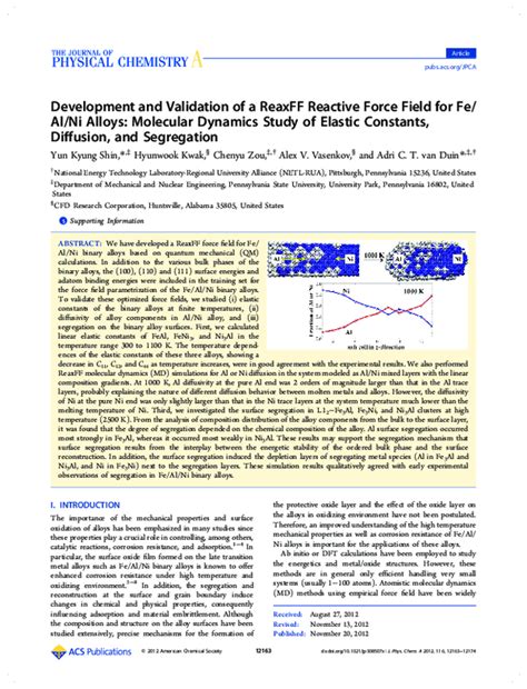 pdf development and validation of a reaxff reactive force field for