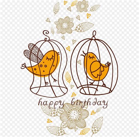 卡通手绘唱生日歌爱情鸟花纹PNG图片素材下载 图片编号ygmndmxy 免抠素材网