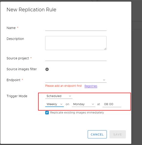 New Replication Rule Dialog Should Be Wider To Accommodate Trigger Mode