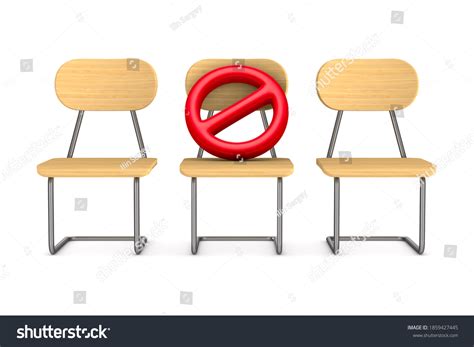 Three Wooden Chairs Sign Forbidden On Stock Illustration 1859427445