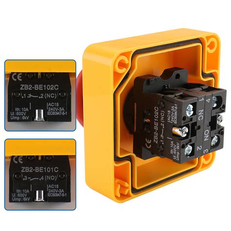 Baomain Red Sign Momentary Emergency Stop Weatherproof Push Button Swi