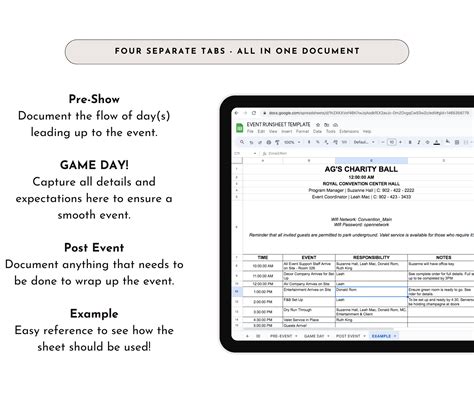 Event Runsheet Template Run Of Show Show Flow Event Timeline Google Doc Template Events