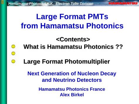 PDF Large Format PMTs From Hamamatsu Photonics Skyway ICECUBE At