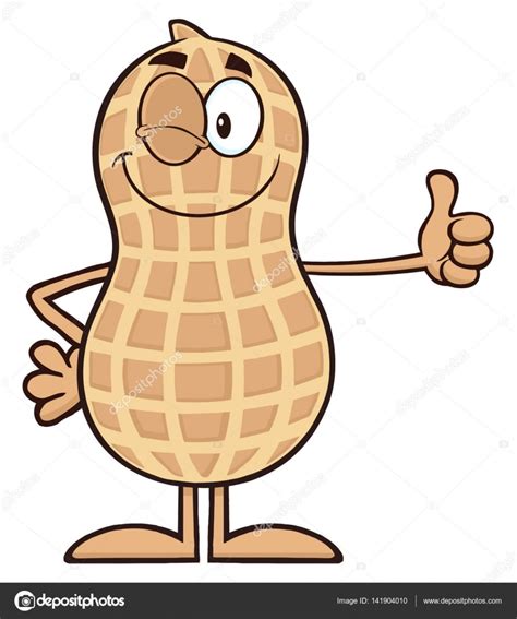 윙크 하는 땅콩 만화 캐릭터 스톡 벡터 ©hittoon 141904010