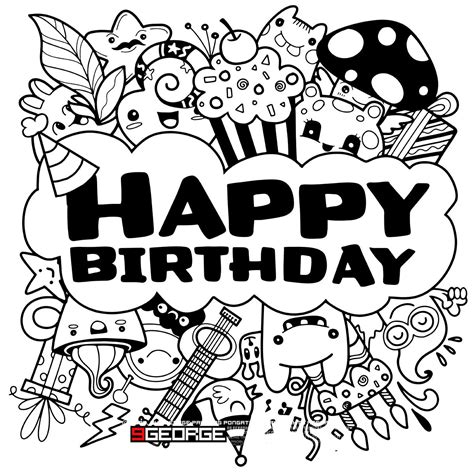 Gambar Doodle Art Happy Birthday Serat