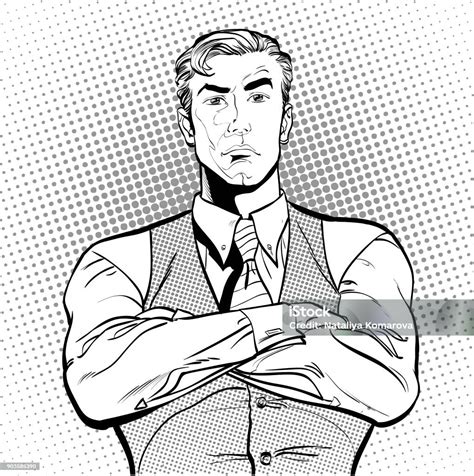 교차 하는 손으로 사업가 성 난 사업가입니다 성 난 남자입니다 팝 아트에 대한 스톡 벡터 아트 및 기타 이미지 팝 아트 남자 남자 사업가 Istock