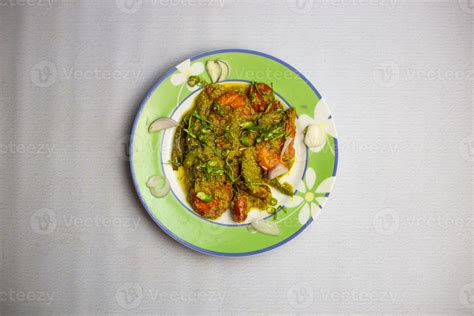 Chingri Macher Prawn Malai Curry Served In Karahi Isolated On