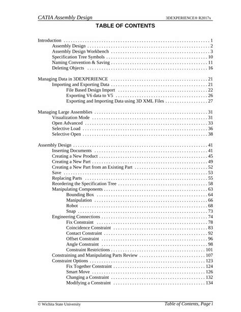 PDF TABLE OF CONTENTS Cadcamlab Org CATIA Assembly Design