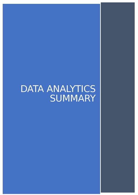 Data Analytics Summary Data Analytics Summary Table Of Contents