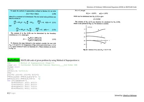 Solution Math Numerical Notes Matlab Code Of Ordinary Differential