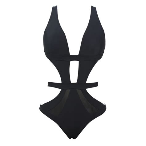 Black Cutout Mesh One Piece Lit Swimwear