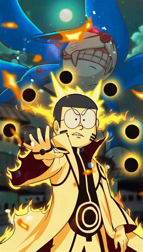 Nobitanaruto X Doraemoncửu Vĩ Doraemon Naruto Hình Nền Kỹ Thuật Số